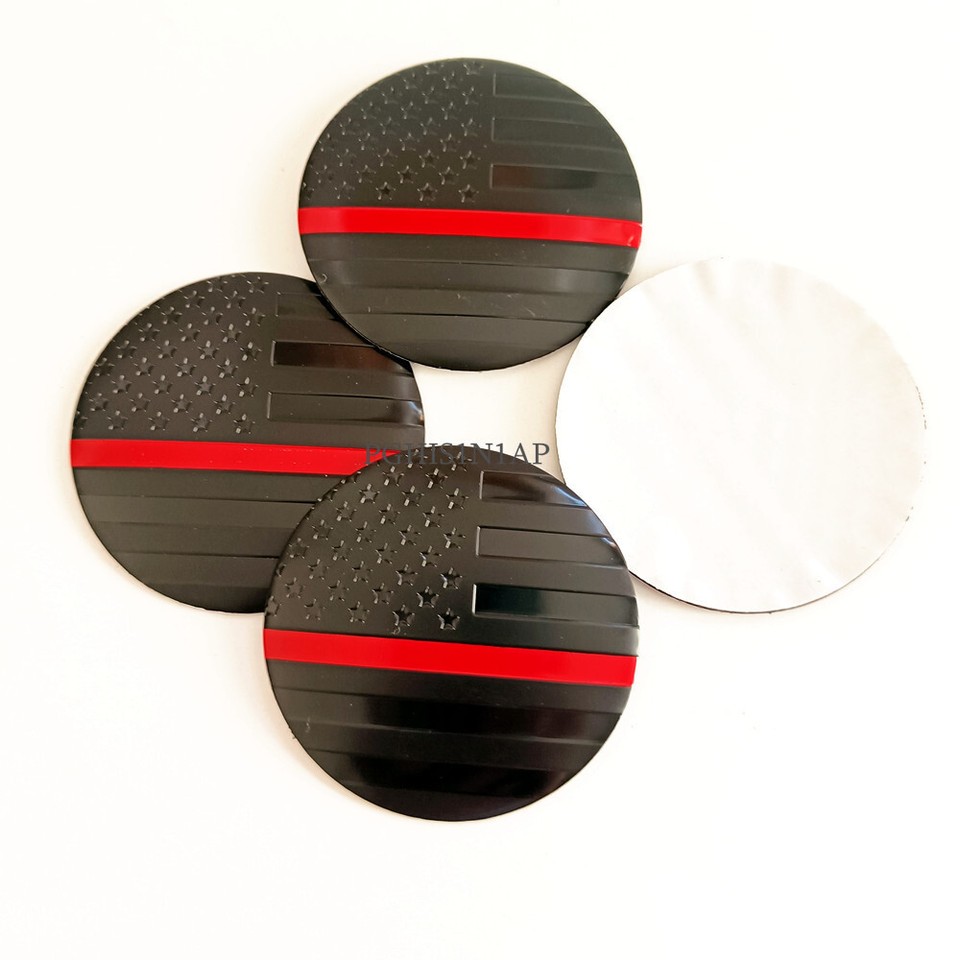 Glossy Black Red 3D USA Flag Wheel Center Hub Sticker Car Wheels Center ...
