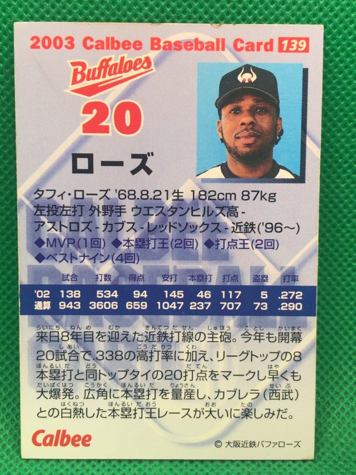 Tuffy RHODES Buffaloes 2003 Calbee Baseball card NO.139 very rare | eBay