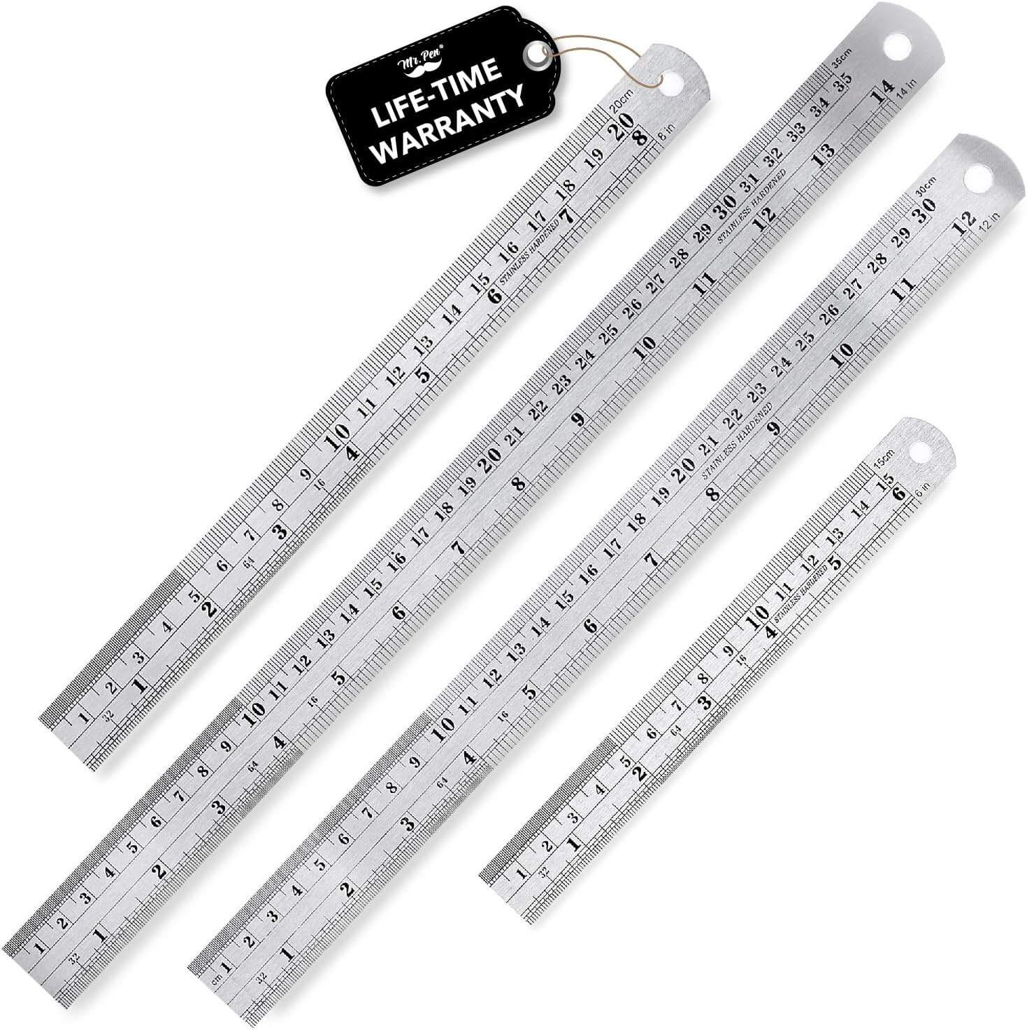 Steel Rulers, 6, 8, 12, 14 inch Metal Rulers, Pack of 4 | eBay