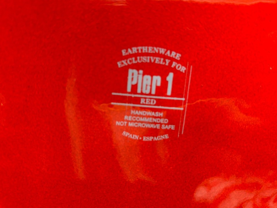 Pier 1 "RED" Spain ~ Earthenware ~ Charger / Chop Plate ~ 13 3/8 ...