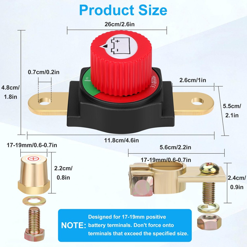 Top Post Battery Disconnect Switch 12-48V Marine Battery Cut Off Switch ...