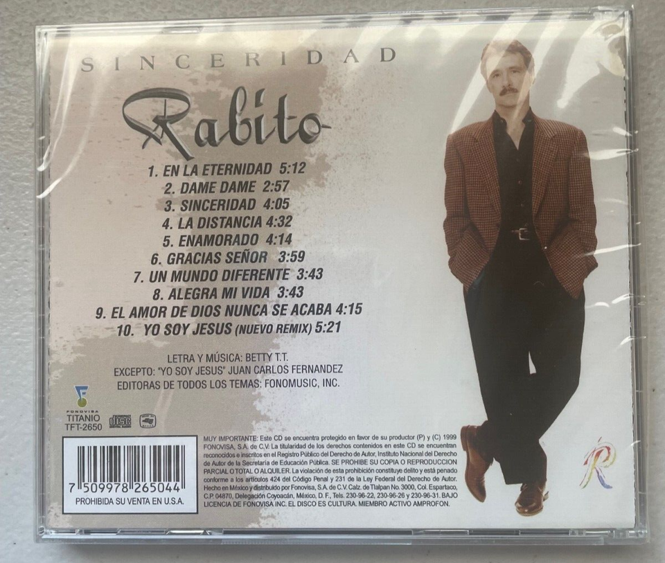 Rabito Sinceridad (CD) *NEW* Latin Pop | eBay