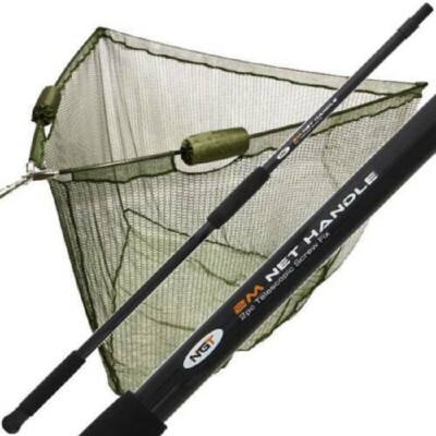 50" INCH CARP FISHING LANDING NET DUAL NET FLOATS + 3 METRE HANDLE NGT ...