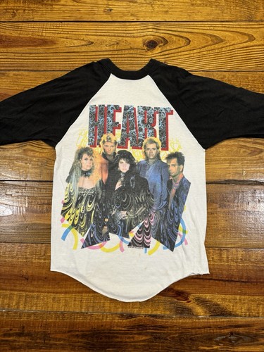 Vintage 80s Heart Band Tee M Raglan Rare Music World Tour Classic Rock ...