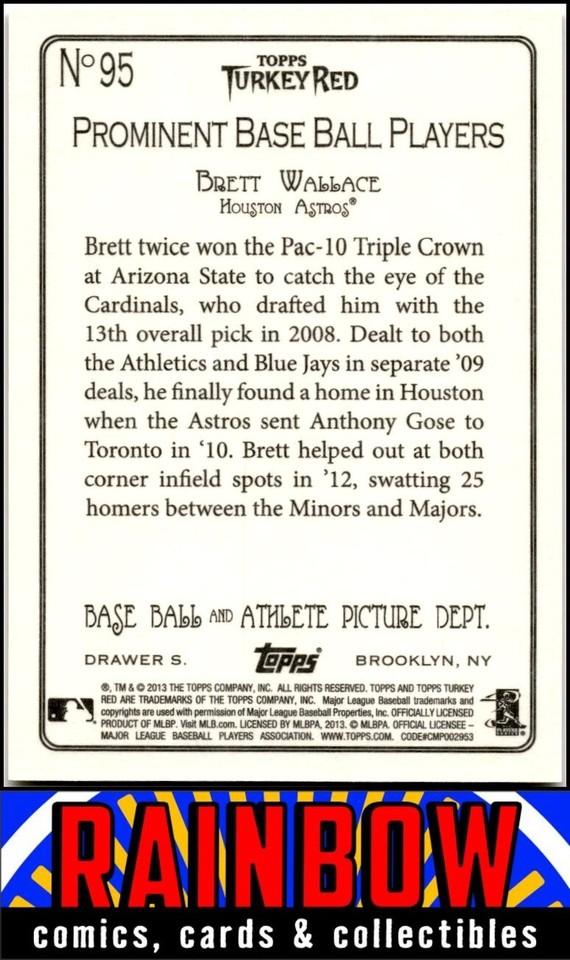2013 Topps Turkey Red #95 Brett Wallace | eBay