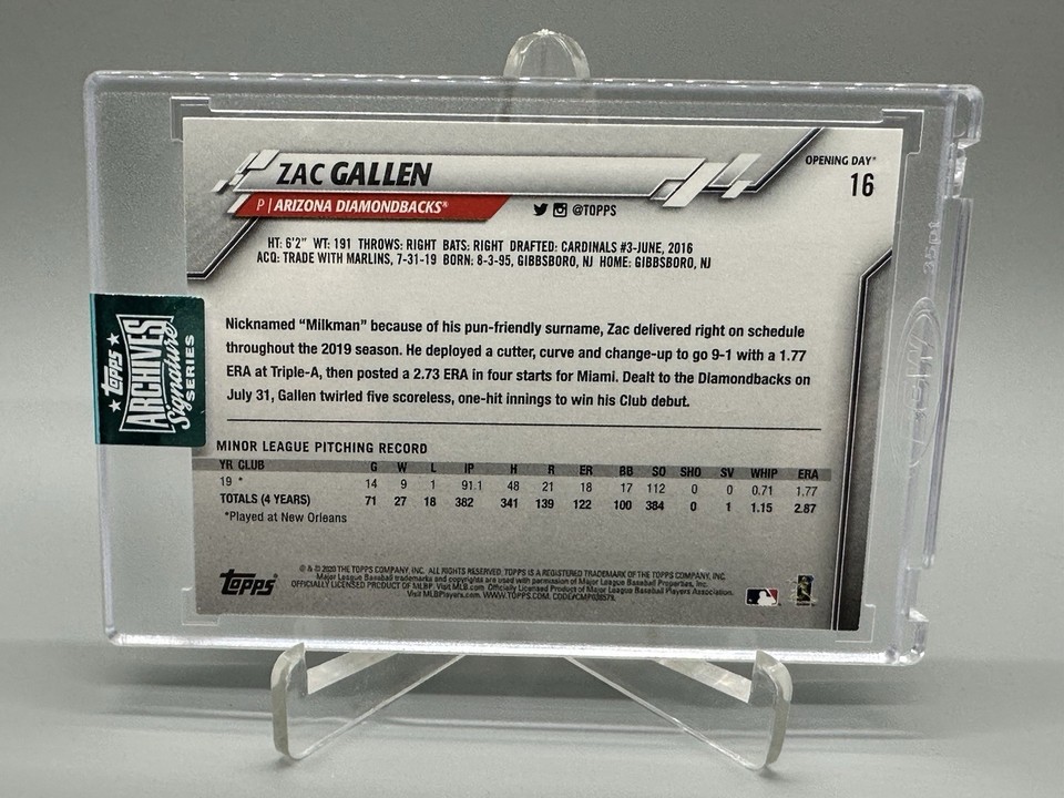 Zac Gallen Auto /21 Diamondbacks ⚾️ 2024 Topps Archives Signature ...