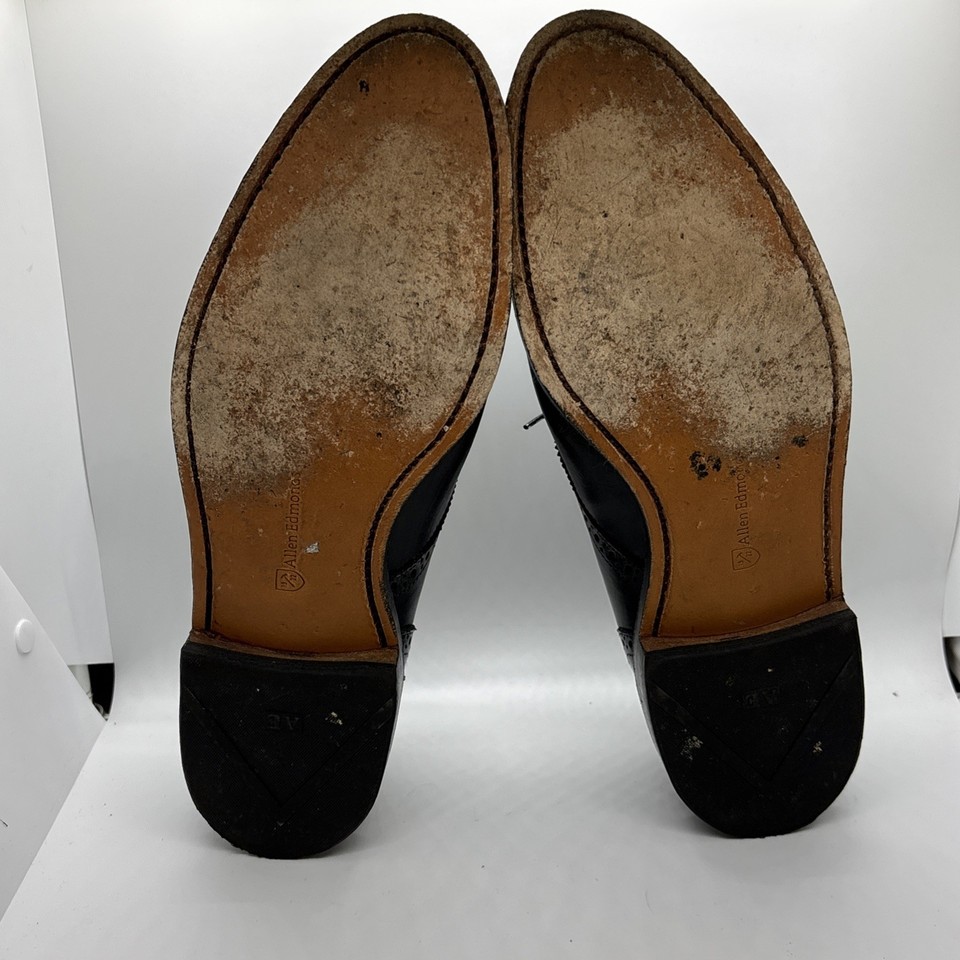 10.5 ALLEN EDMONDS SANFORD Men's Cap Toe Shoes Derby Black Leather | eBay