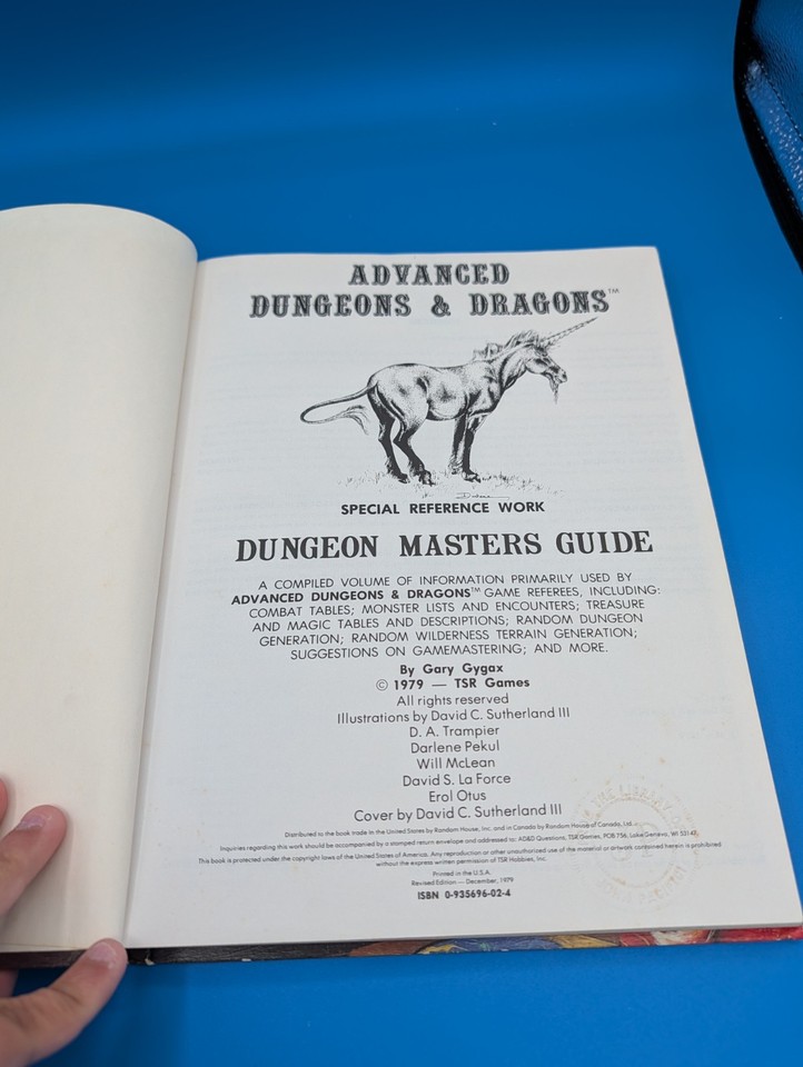 Advanced Dungeons & Dragons Dungeon Masters Guide – 7th Printing (1979 ...