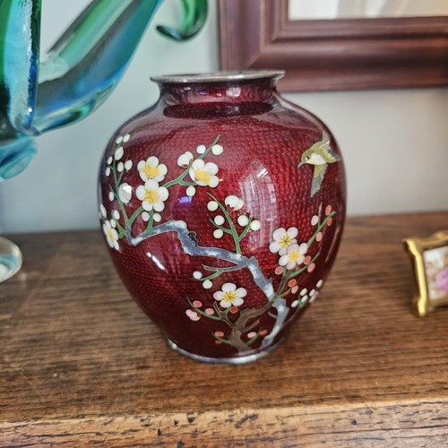 Vintage Japanese Akasuke Pigeon's Blood Red Ginbari Cloisonne Vase | eBay