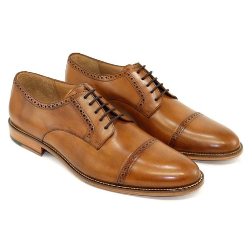 Alan Payne Cambridge British Tan Cap Toe Derby Da Uomo | eBay