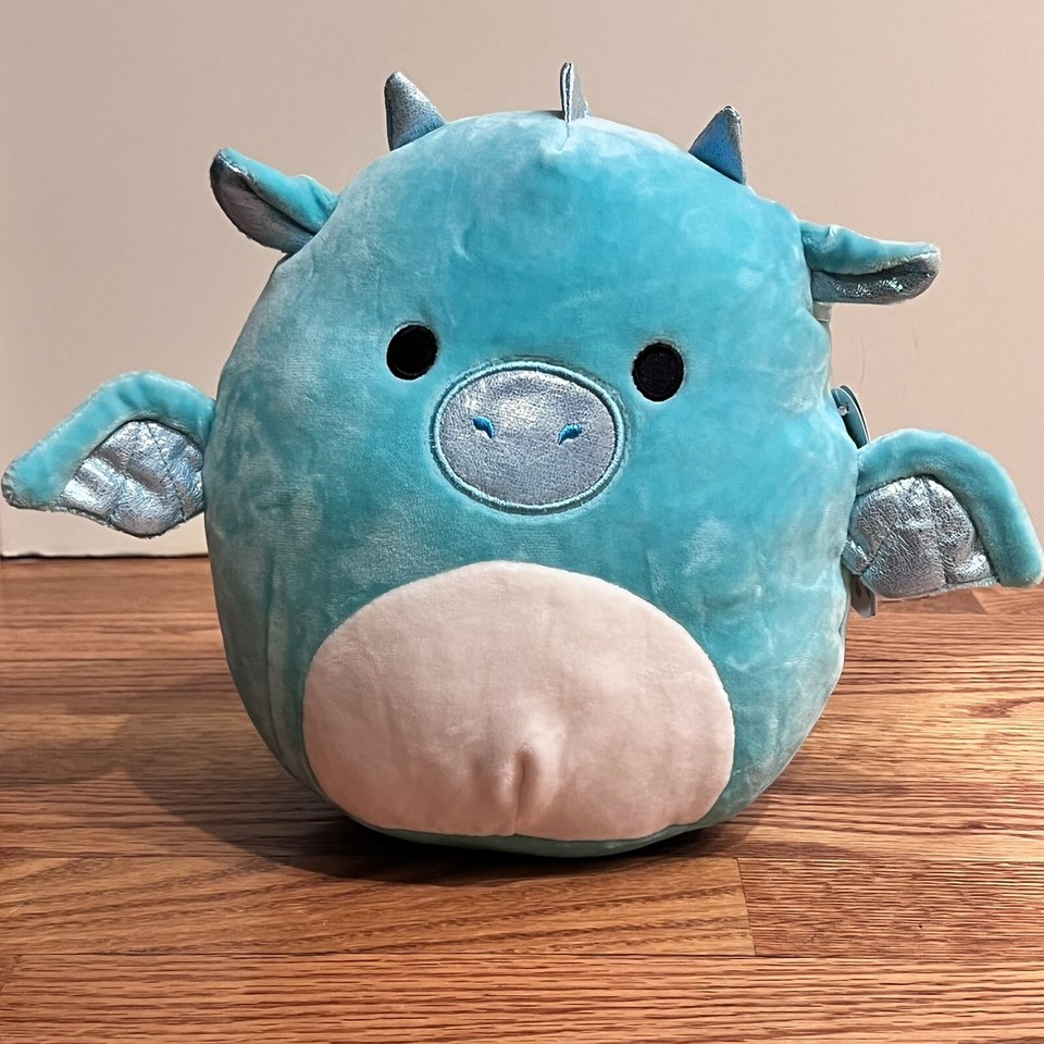Squishmallow NWT 8" Miles the Light Blue Teal Dragon HTF Rare Plush Toy ...