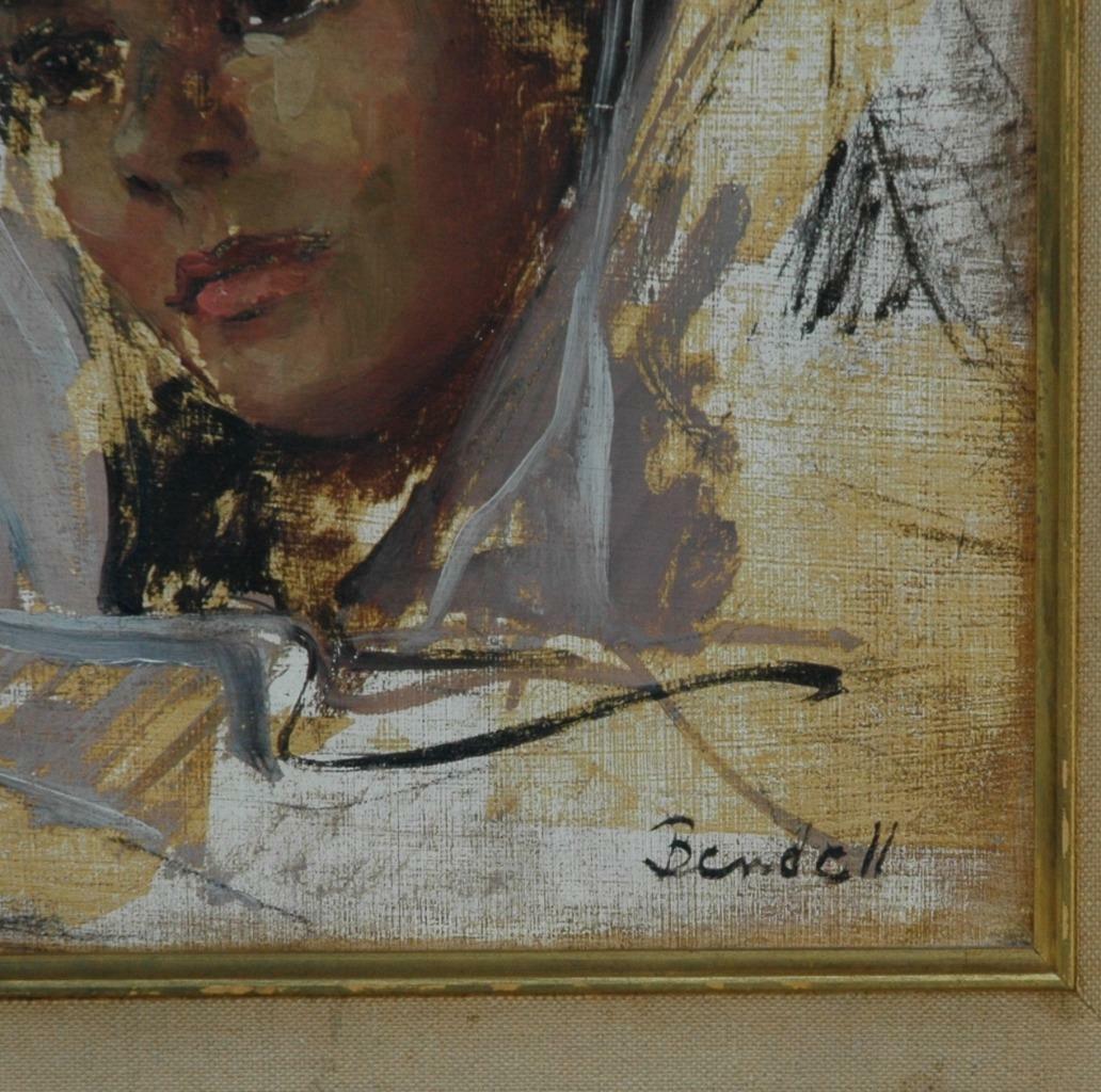 Mid Century 1966 Oil on Wood Of Sultry Woman by Listed Artist Marilyn ...