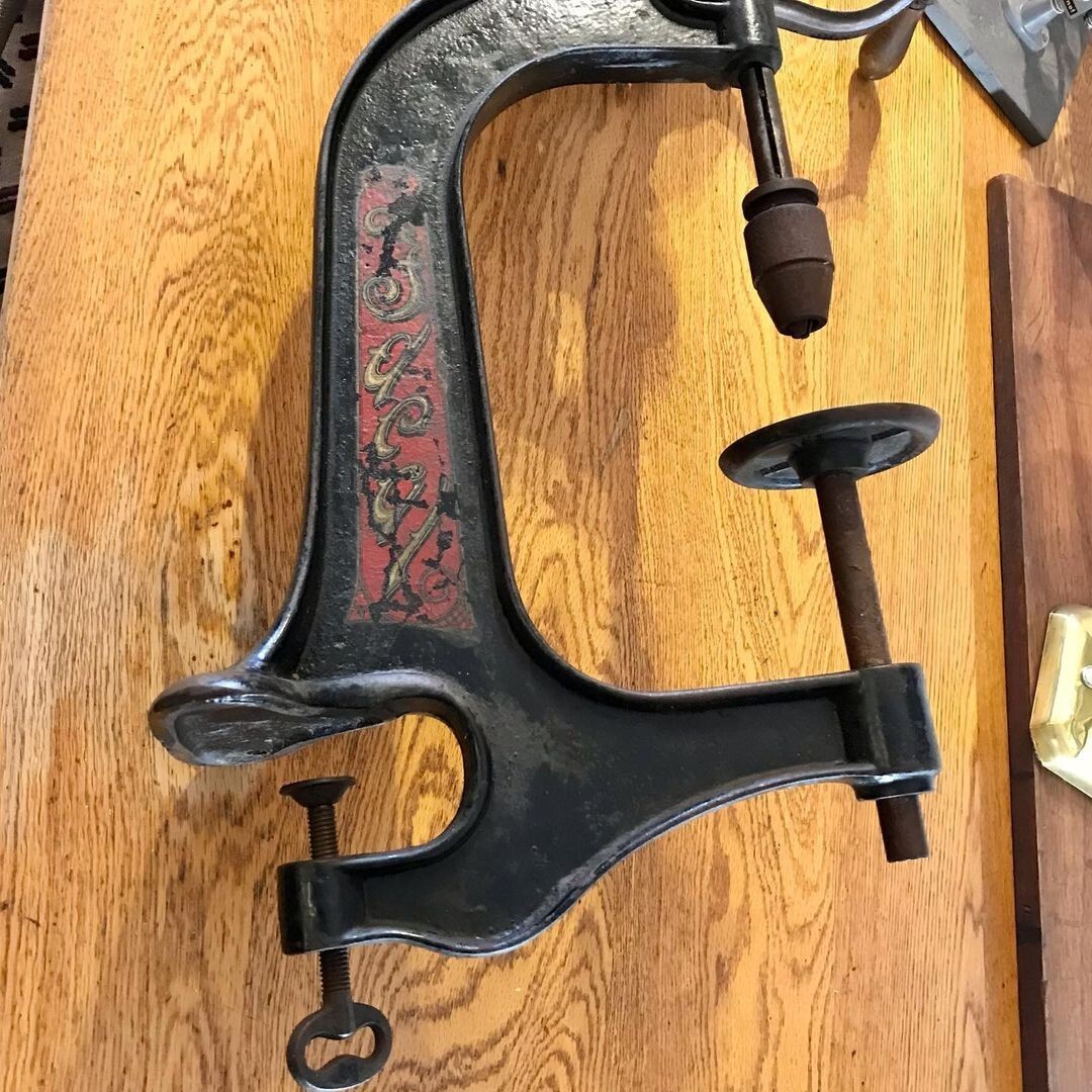Antique Hand Crank Table Drill Press | eBay