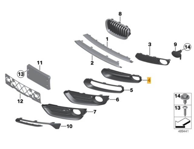 Genuine OEM BMW F20 Front Partially Open Fog Light Grille Left ...