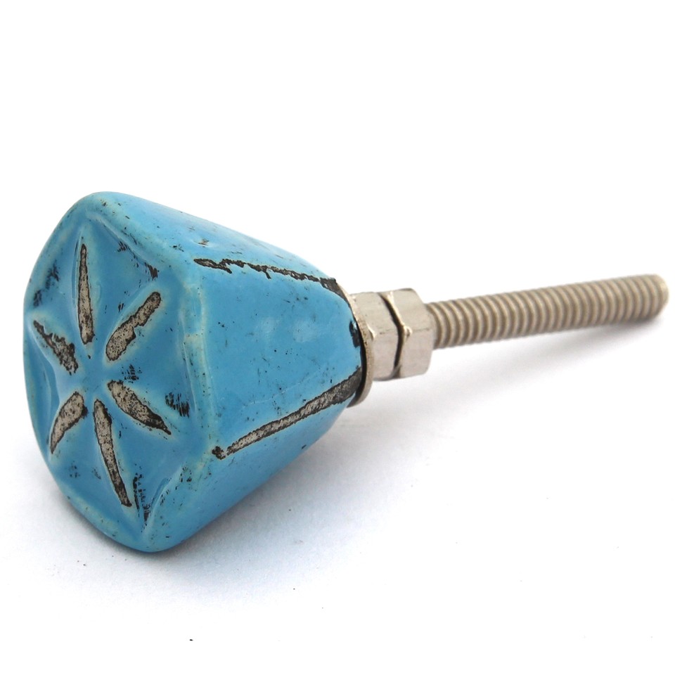 Blue purple turquoise ceramic knobs drawer pulls cupboard door knobs ...