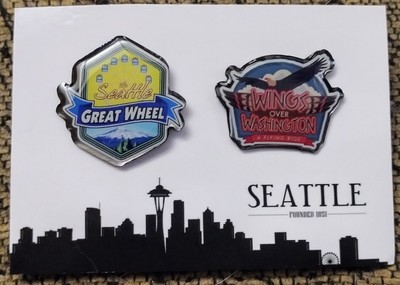 SEATTLE, WASHINGTON SET OF TWO(2) SOUVENIR PINS /TIE TACKS GREAT WHEEL ...