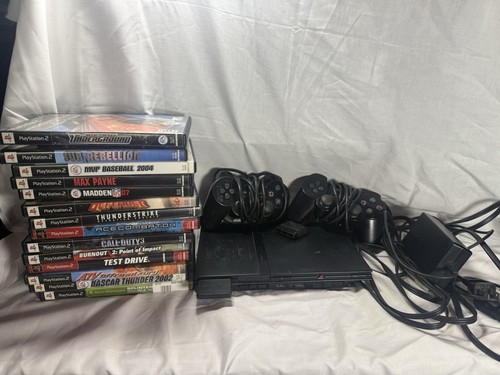 Sony PlayStation 2 PS2 Slim SCPH-70012 Console Bundle Lot Tested 15 ...