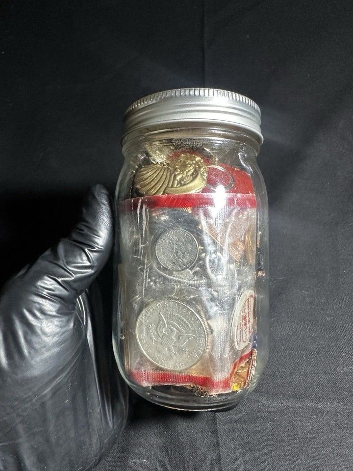 Mixed Jewelry Jar + Coins Lot 2013-S Quarter, Gold Round, Pendants ...