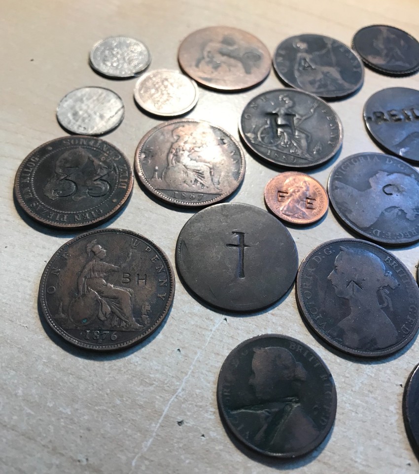 24x Engraved Counter Stamped Coins Also Error Sixpences Very ...