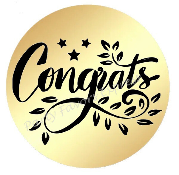 GOLD FOIL CONGRATS CONGRATULATIONS ENVELOPE SEALS LABELS STICKERS PARTY ...