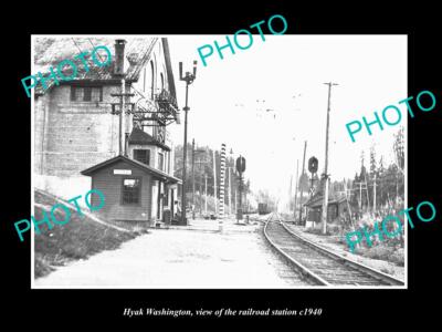 OLD LARGE HISTORIC PHOTO OF HYAK WASHINGTON THE RAILROAD DEPOT STATION ...