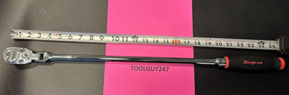 SNAP ON TOOLS 1/2" Drive 25" Long Handled RED Dual 80 Flex Head Ratchet ...