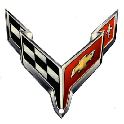 C8 Corvette Crossed Flag Metal Magnet Emblem Art 4.5" x 4.5" Tool Box ...