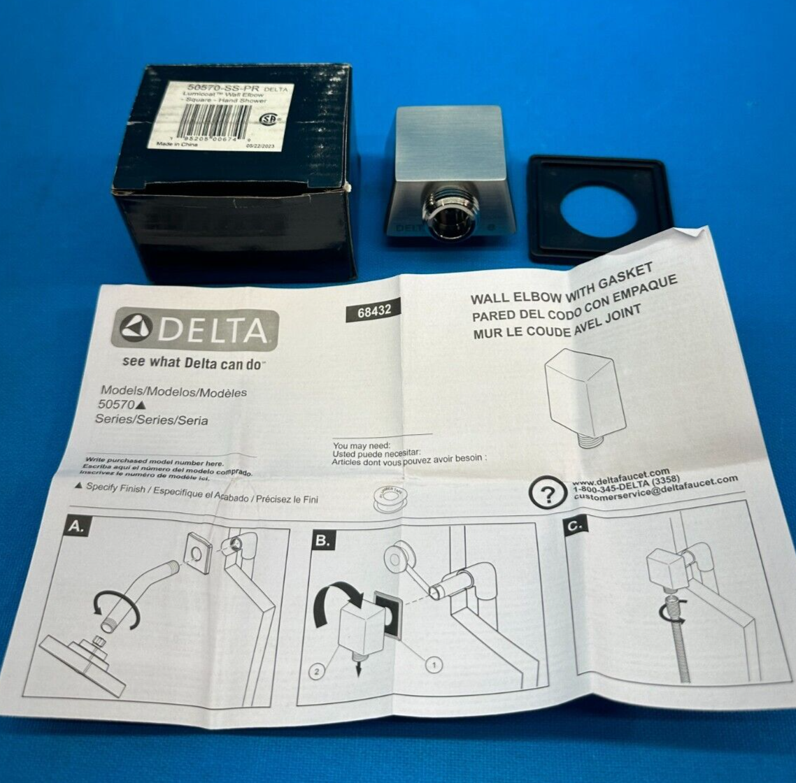 Delta 50570-SS-PR Square Wall Elbow for sale online | eBay