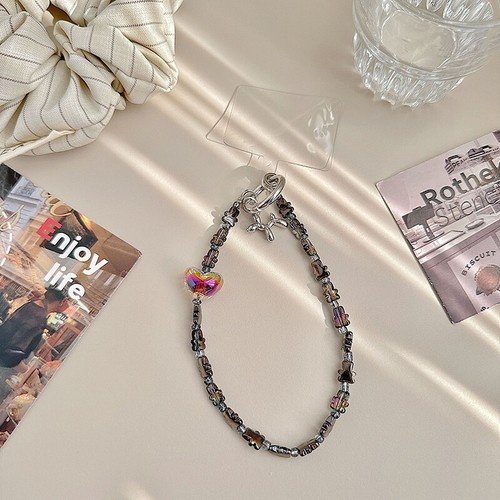 Heart Crystal Bear Bead Phone Chain Pendant For IPhon For Samsung ...