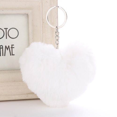 Cute Fluffy Keychain Heart Shape Keys Ring Car Handbag Pendant ...