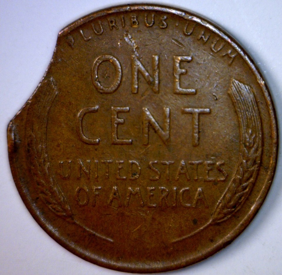 1944 BIG CLIPPED ERROR Lincoln Wheat Cent Blakesley Clip Coin LOT #12 ...