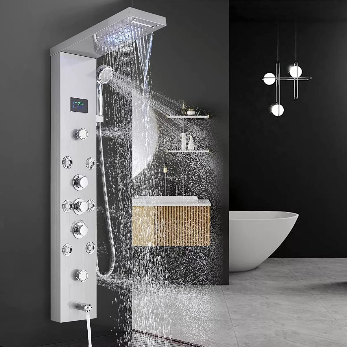 Elloandallo 57 5 Jet Shower Tower Panel System With Led 58 Off