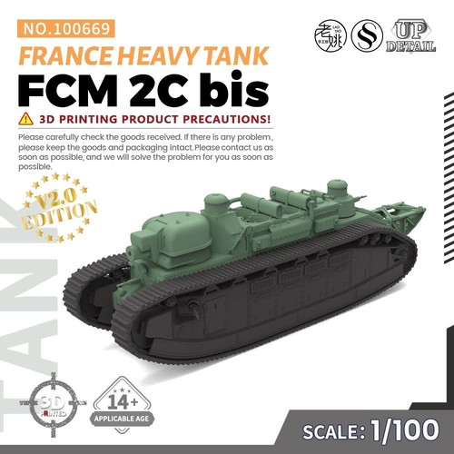 SSMODEL 1/100 15mm WarGaming Military Model Kit France FCM 2C bis Heavy ...