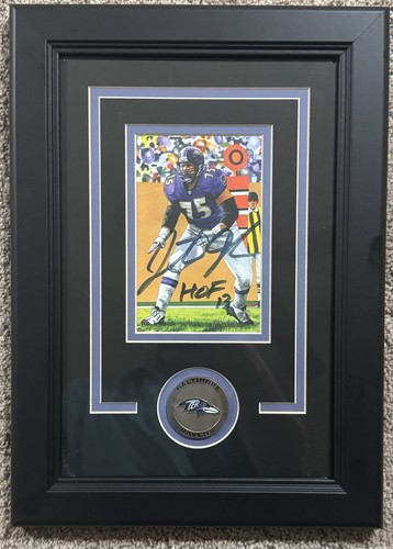 Jonathan Ogden Signed HOF Goal Line Art Card. Nicely Framed & Matted ...