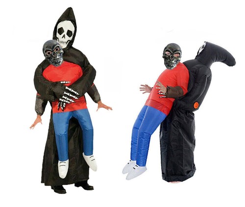 Boys Inflatable Grim Reaper Fancy Dress Costume Kids Halloween Skeleton ...