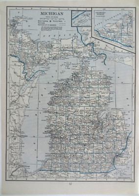 State of Michigan 1931 Map from the Literary Digest Atlas of the World ...