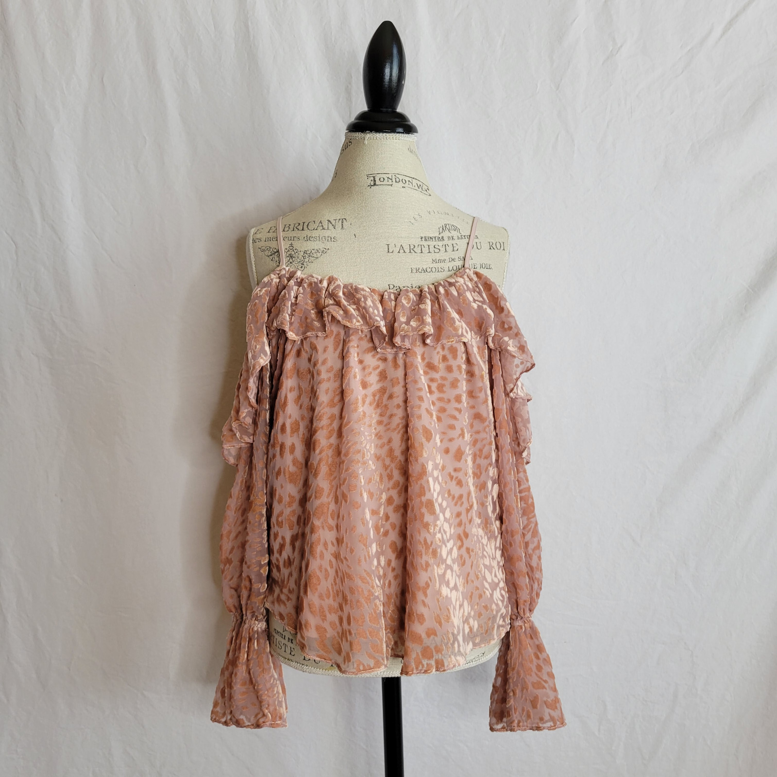 Parker Small Cold Shoulder Velvet & Chiffon Champagne… - Gem