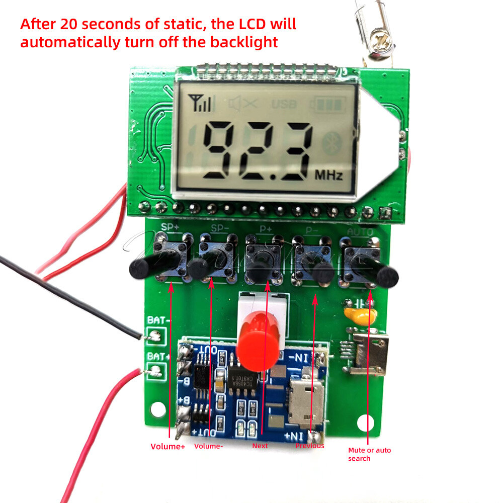FM Digital Radio Kit Diy Soldering Project with Power Amplifier & Shell ...