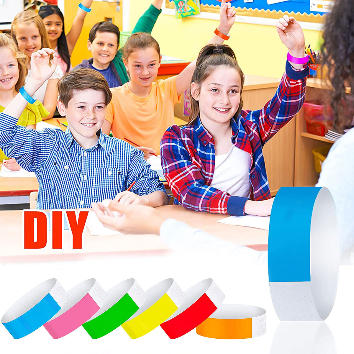 600Pcs Paper Wristbands 10x0.79inch Neon Colourful Hand Bands ...