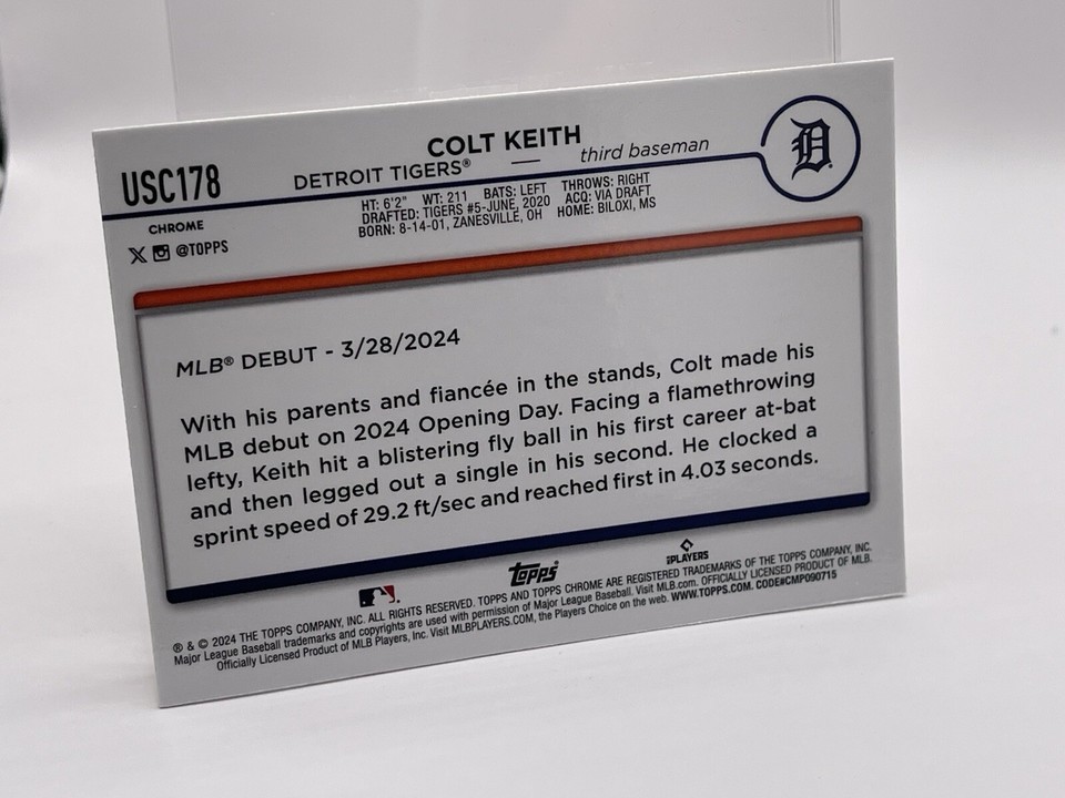 2024 Topps Chrome Update Colt Keith GOLD Refractor Rookie RC /50 | eBay