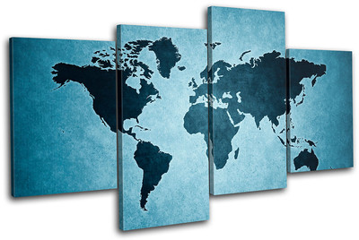 World Atlas Funky Maps Flags MULTI CANVAS WALL ART Picture Print VA ...