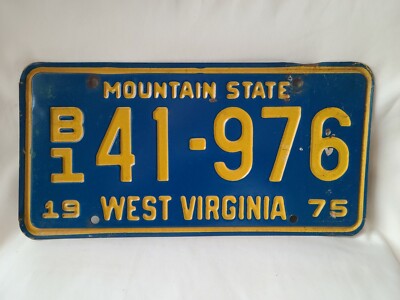 Vintage 1975 West Virginia Mountain State License Plate 0322 | eBay