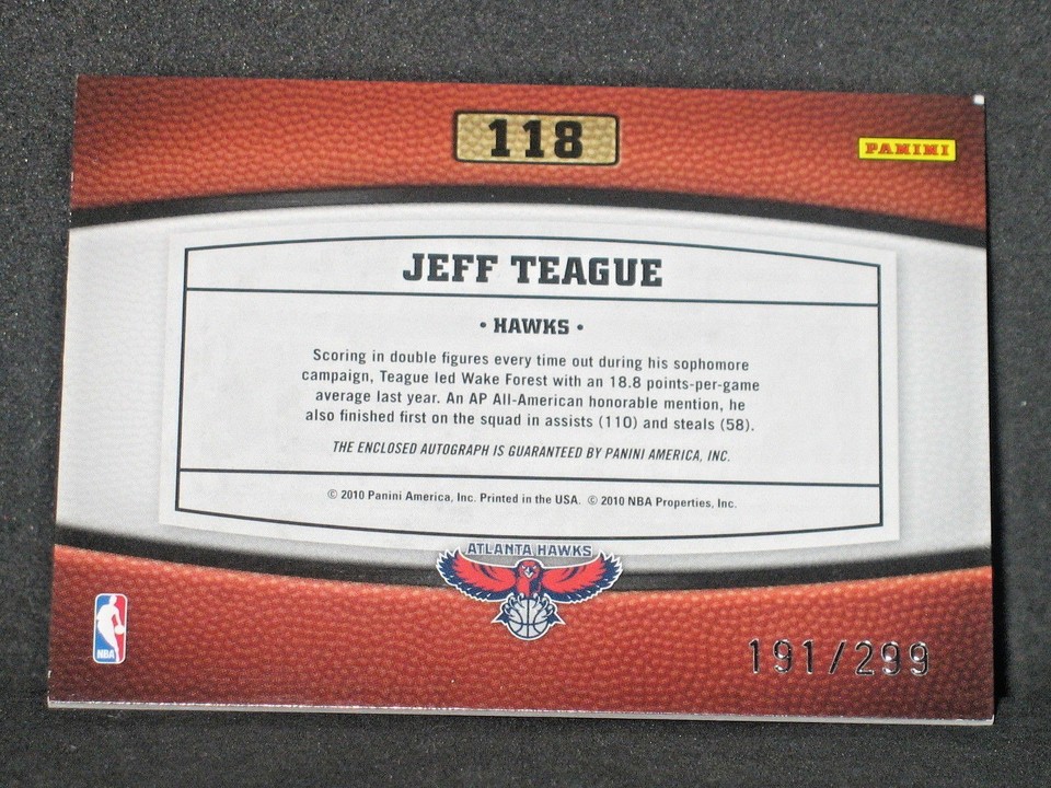 Jeff Teague 2009-10 Timeless Treasures Autograph Rookie #118 (191/299 ...