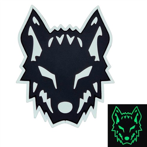 wolf PVC black white glow dark tactical morale GITD patch | eBay