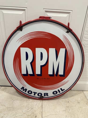 Vintage RPM Motor Oil Porcelain Sign Original Rare With Added Ring 28 ...
