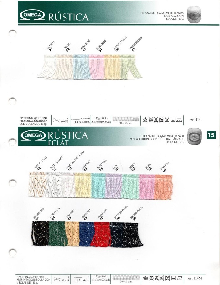RUSTICA ECLAT Omega - 100% Non-Mercerized Cotton Thread93% cotton and 7 ...