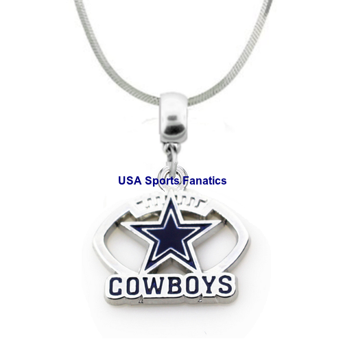 NFL - Dallas Cowboys Football Logo Pendant Necklace On A 925 Snake ...
