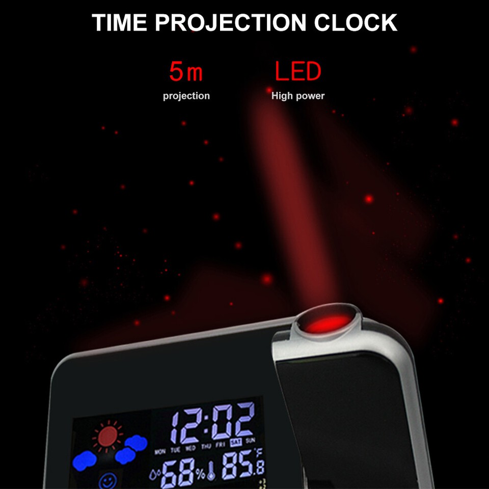 Projection Alarm Clock Weather Station Thermometer Temperature Humidity ...