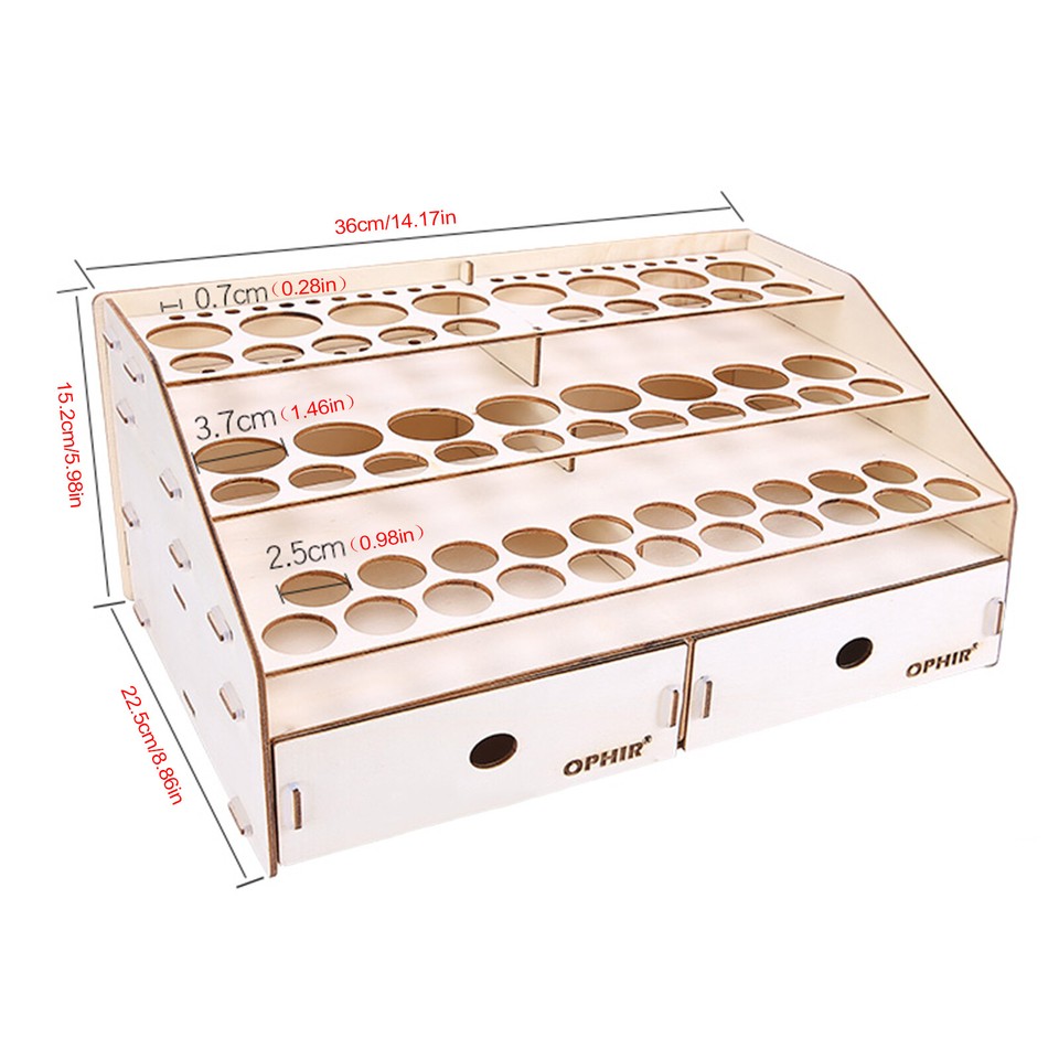 80 HOLES BOTTLE PAINT RACK HOBBY STORAGE WOODEN ORGANIZER WITH DRAWER ...