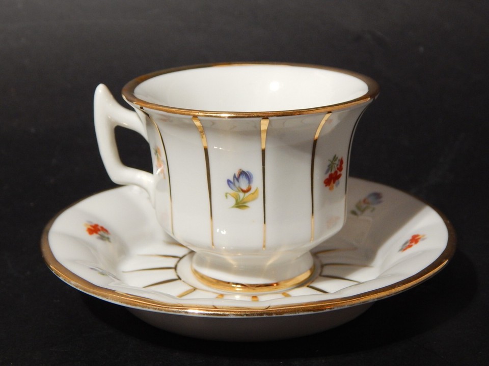 Antique Precious Saucer Porcelain KRAUTHEIM Blossom Polychrome & Gold ...